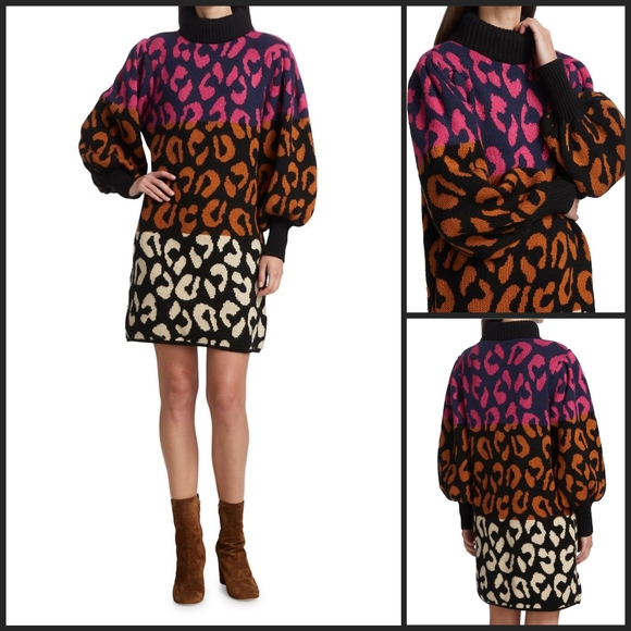 FARM Rio | Dresses | Nwt Farm Rio Mixed Leopards Print Sweater Dress ...